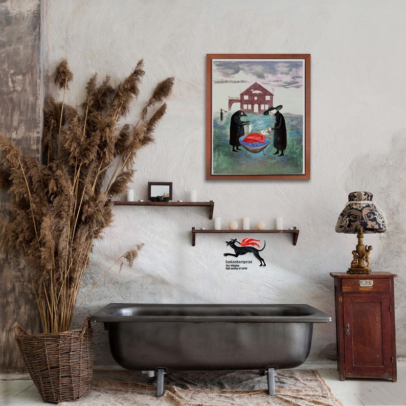 Leonora Carrington Print: Surrealist Bird Bath Art, Modern Wall Decor ...