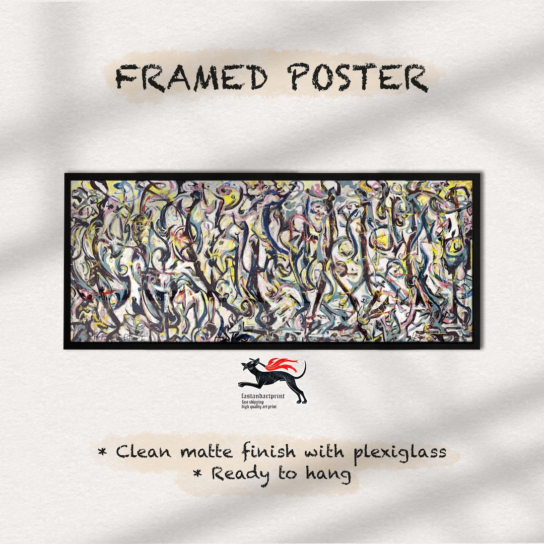 Framed Jackson Pollock Mural 1943 Reproduction: Abstract Canvas Wall ...