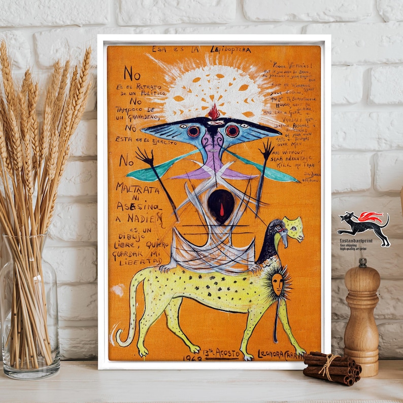 Framed Leonora Carrington Surrealist Poster Print: Lepidoptera, Myth ...