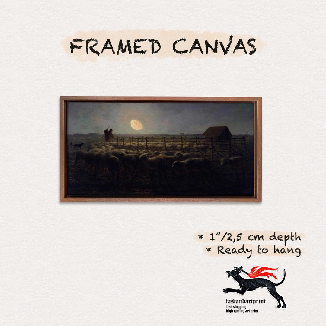 Framed Jean-françois Millet, the Sheepfold, Moonlight, Framed Pastoral ...