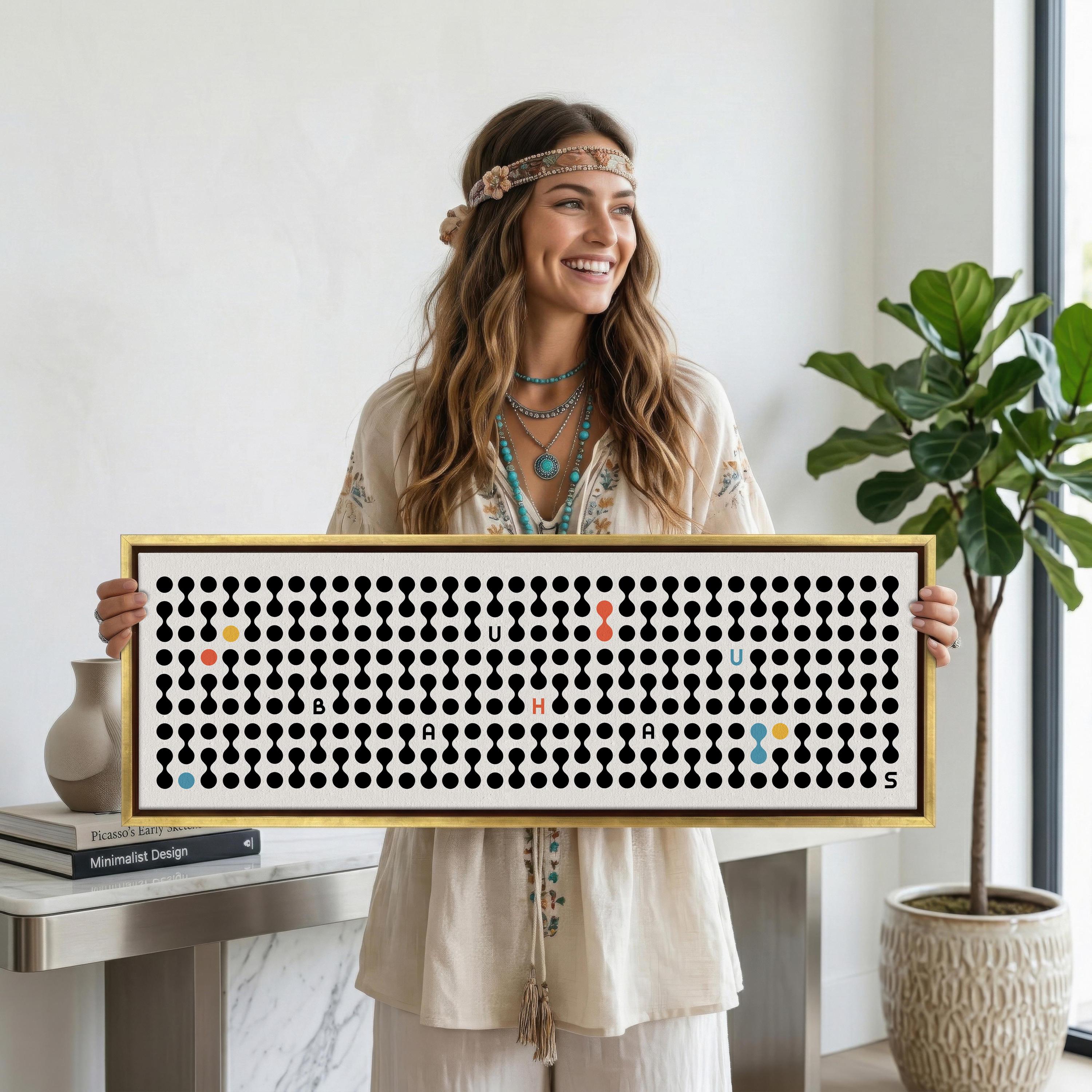 Mid Century Modern Bauhaus Poster and Canvas, Minimalist Dot Matrix ...