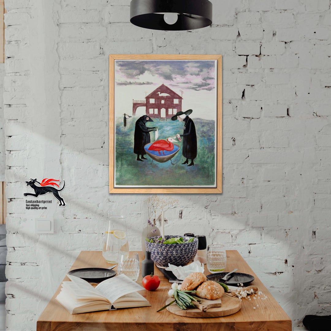Leonora Carrington Print: Surrealist Bird Bath Art, Modern Wall Decor ...