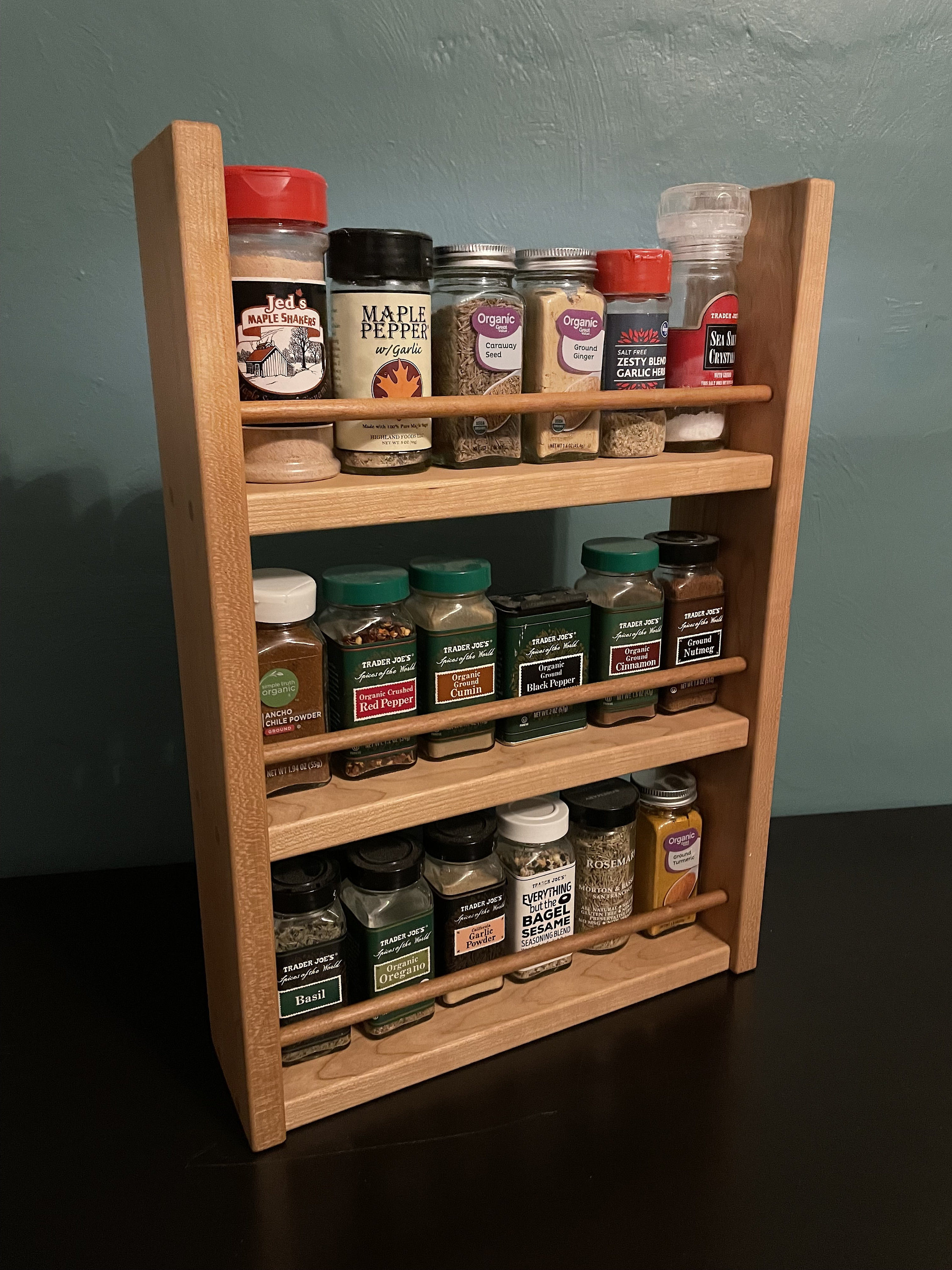 Wood Spice Rack Cherry Home & Living Spice Racks Kitchen Storage etna ...