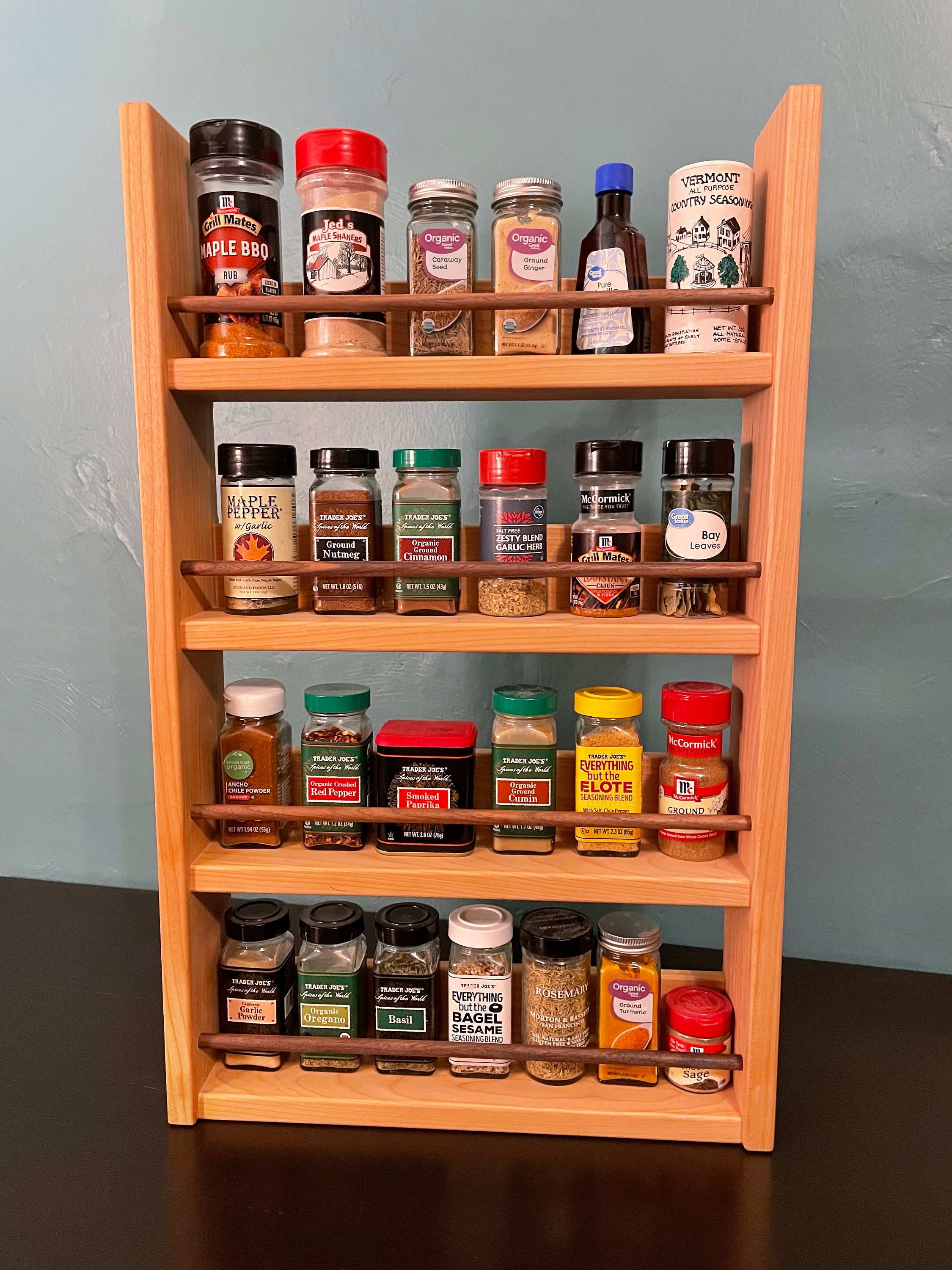 Wood Spice Rack Cherry Home & Living Spice Racks Kitchen Storage etna ...