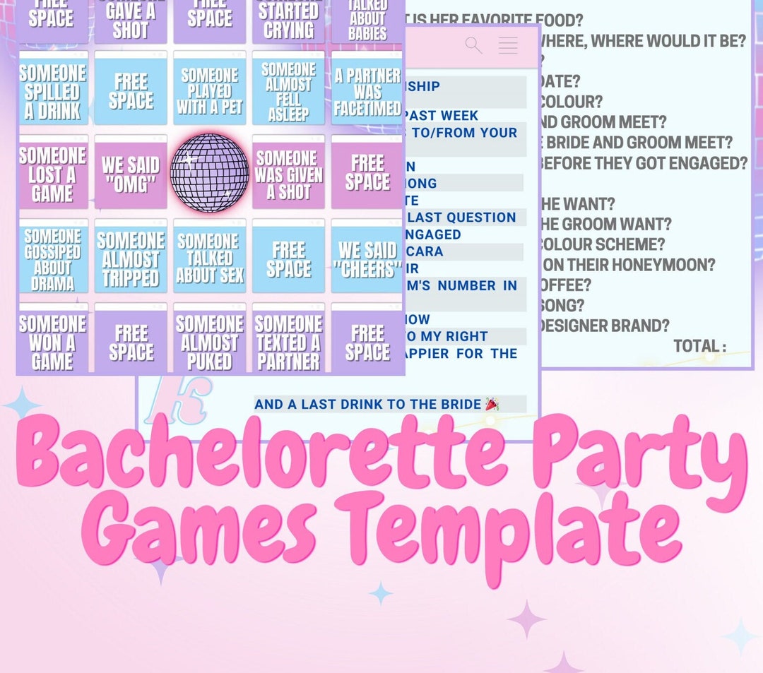 Bachelorette Party Game Template | Canva Template | Editable | Printable | Disco Pastel Theme ...