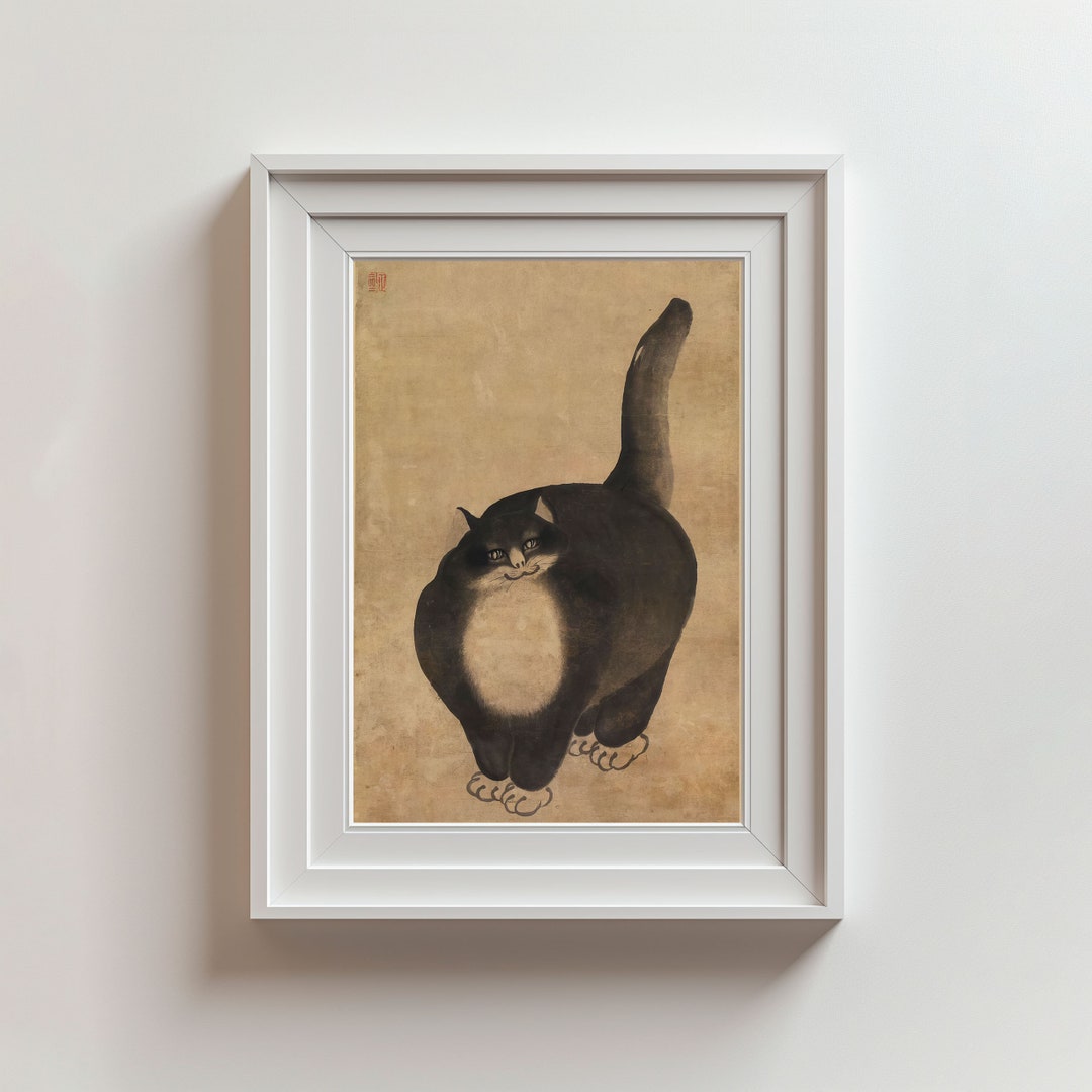 Min Zhen black Cat Drawing Qing Dynasty China Early 18th Century. Сats Art Paintings Cats ...