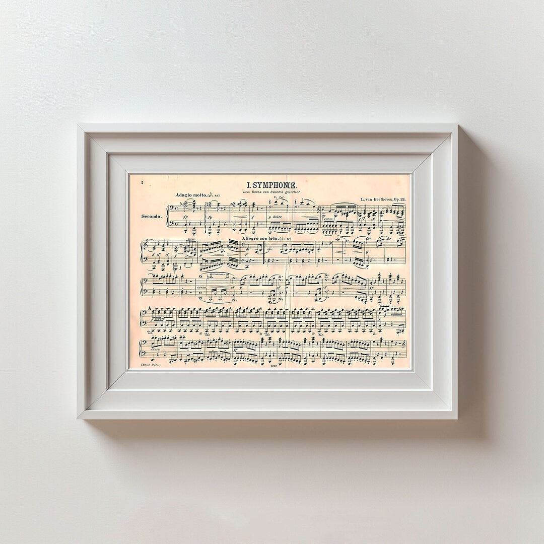Old Music Notes L. Van Beethoven Op.21 symponie Secondo Unique Sheet ...