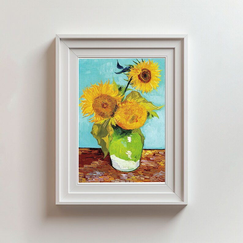 Vincent Van Gogh three Sunflowers in a Vase 1888. Best Flower Wall ...