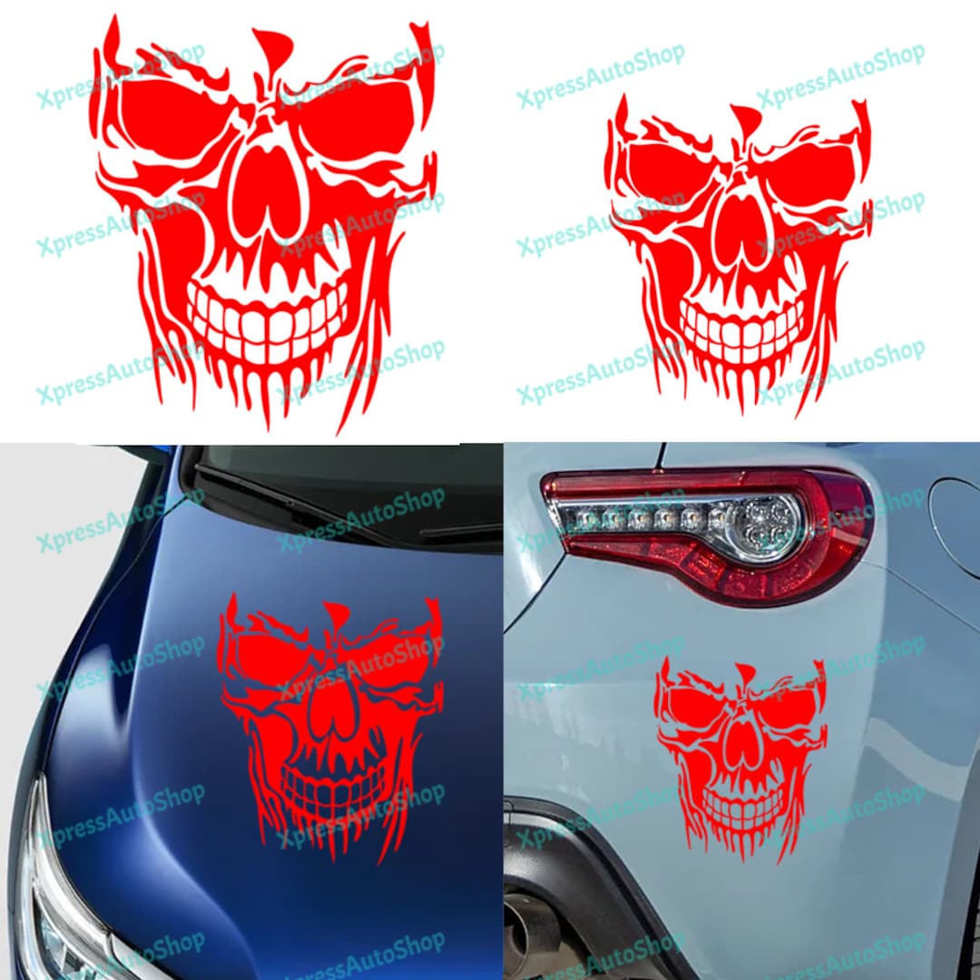 2pcs Set Evil Skull Sticker Scary Skeleton Decal Car Truck Window Vinyl ...