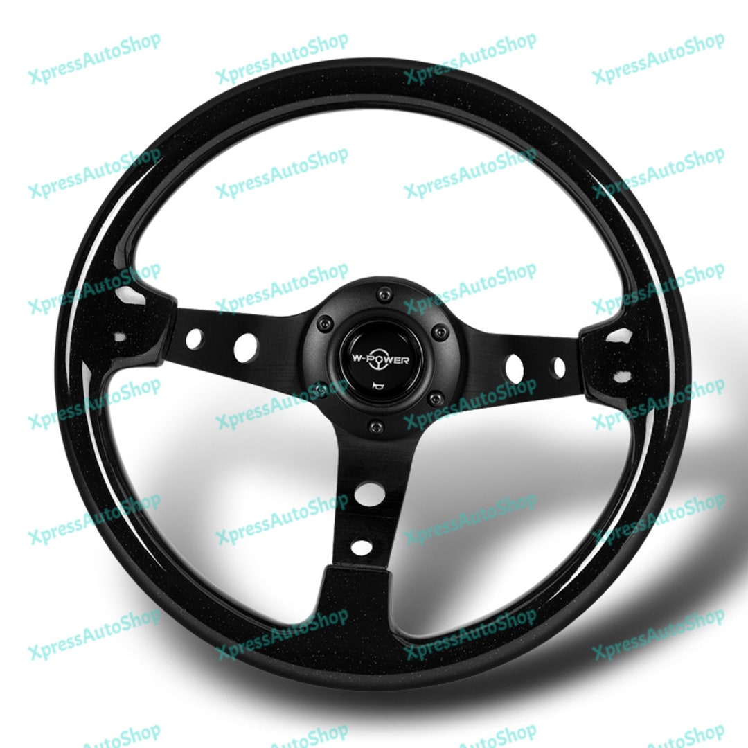 330MM Black Galaxy Classic Wood 6-hole Black 3-spoke 13 Steering Wheel ...