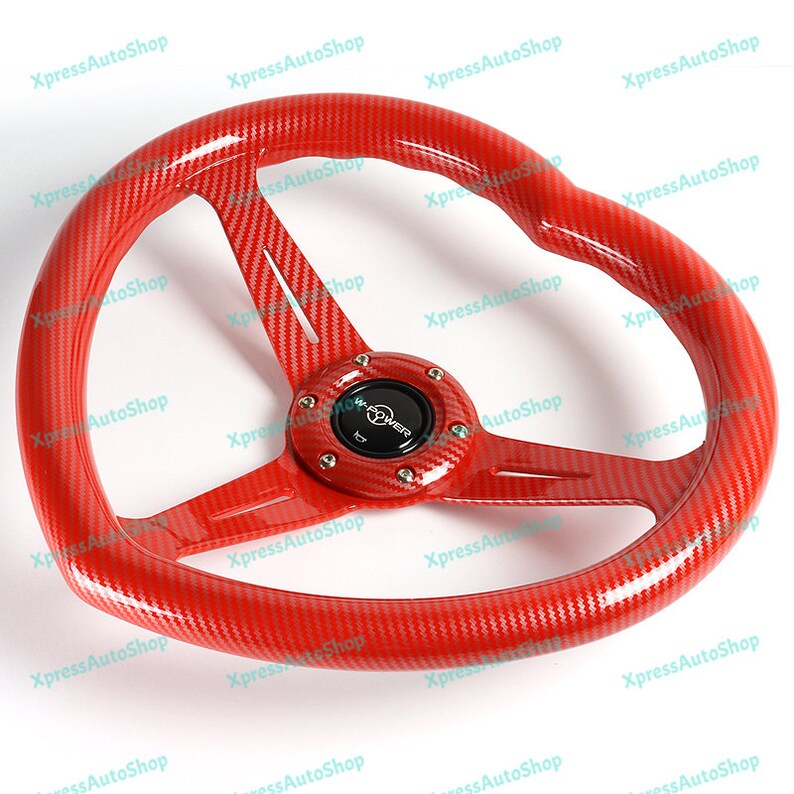 Red JDM Carbon Fiber Style Heart Shaped Steering Wheel ABS - Etsy