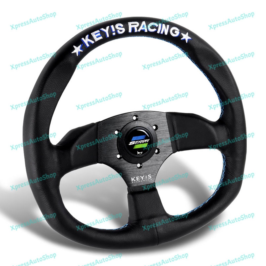 340mm KEY'S Racing White Blue Embroidery Leather Steering Wheel for OMP ...