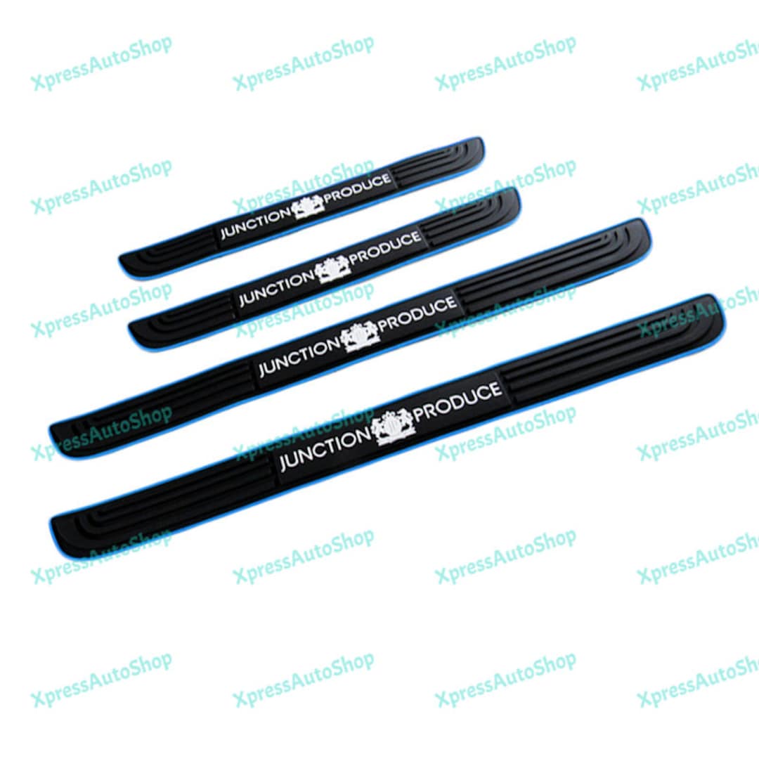 4PC Blue Rubber Car Door Scuff Sill Cover Panel Step Protector Junction ...