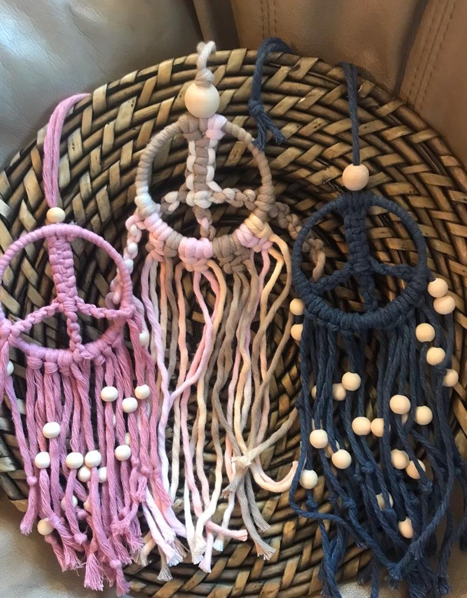 Macrame Peace Sign Car Charm - Etsy