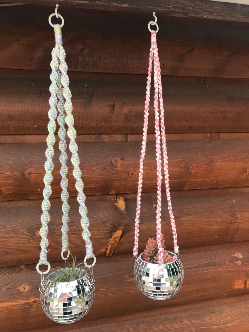 Macrame 4” Disco-ball Plant Hanger - Etsy