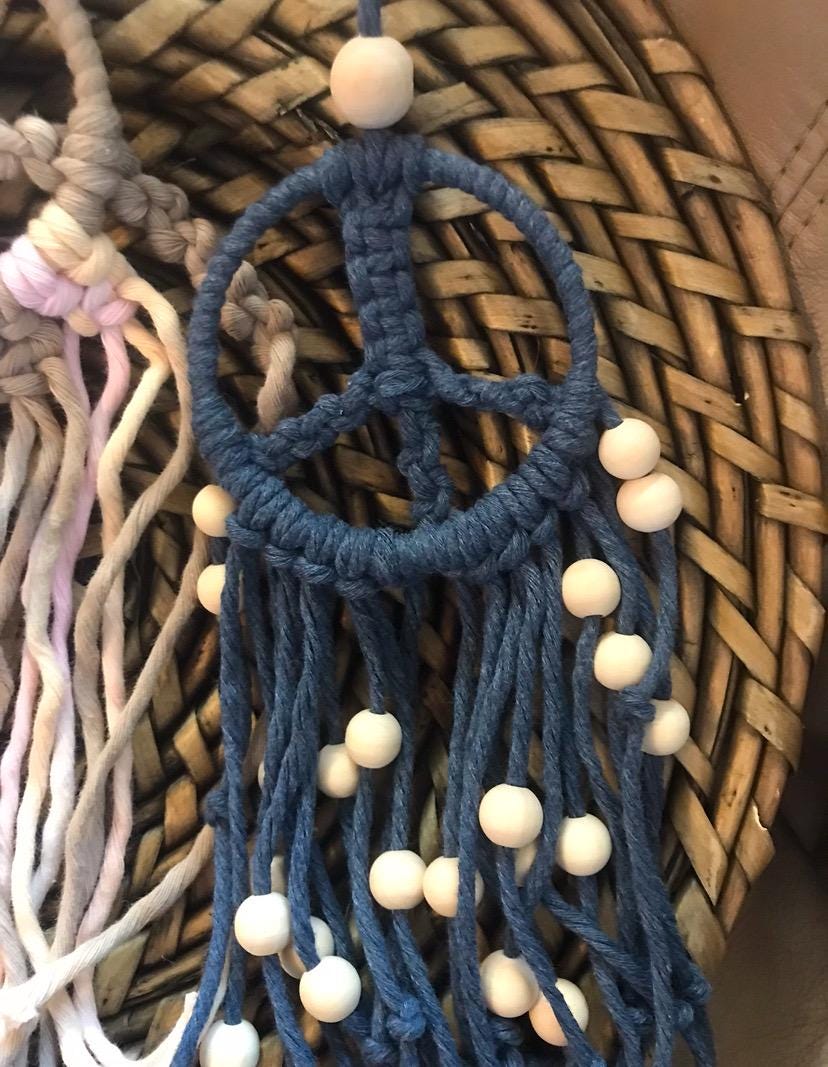 Macrame Peace Sign Car Charm - Etsy