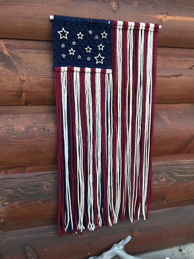 American Flag Macrame Shelf - Etsy