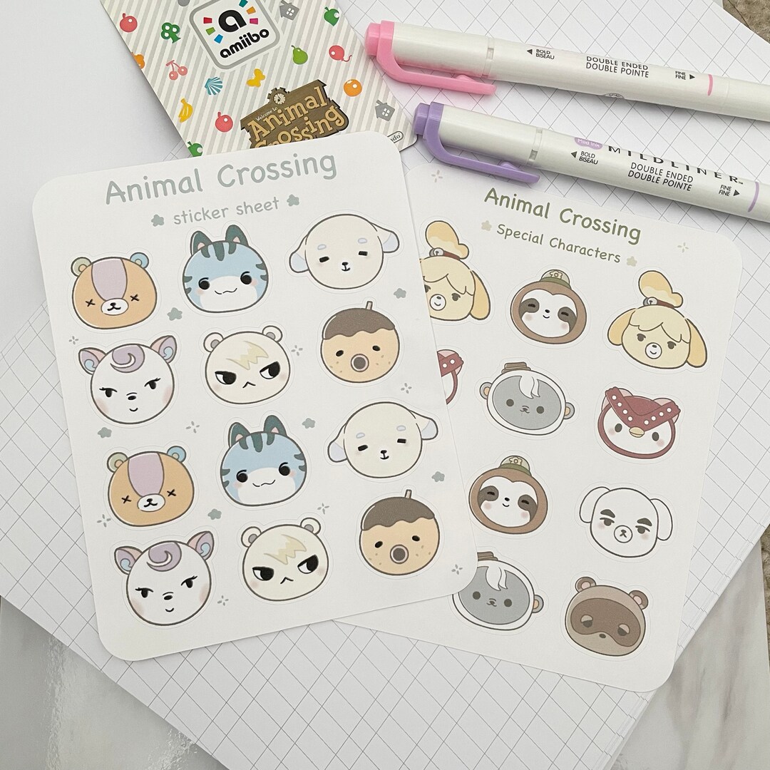 ACNH Cute Villagers & Specials Sticker Sheet Animal Stickers Kawaii ...
