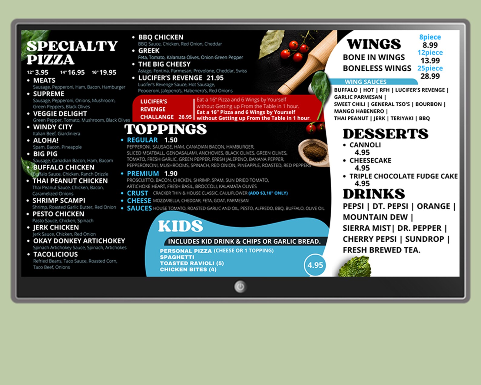Modern Tv Menu Board for Restaurant Pizza Menu TV Menu Board - Etsy