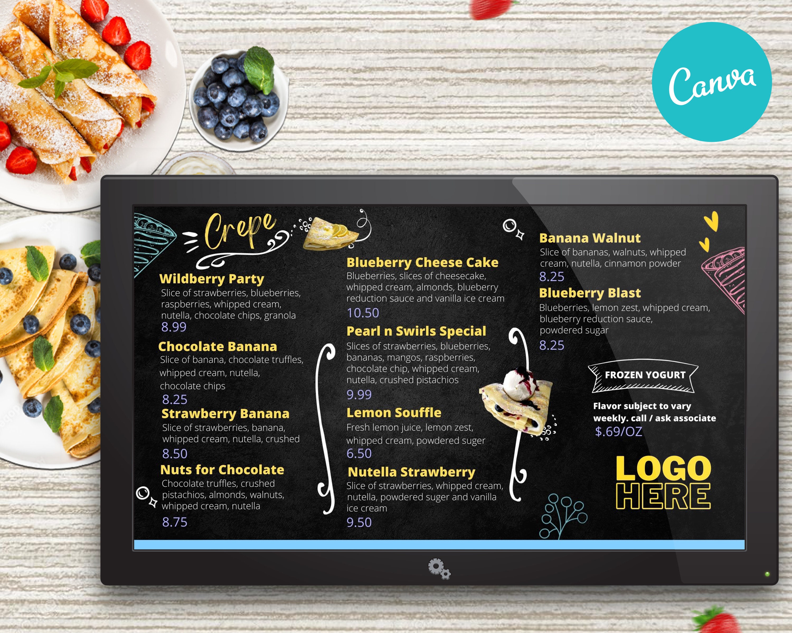 Crepe Menu Crepe Digital Menu Board Breakfast Menu Menu - Etsy