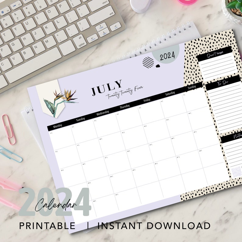 Printable 2024 Calendar Monthly Planner Landscape Elegant Monthly ...