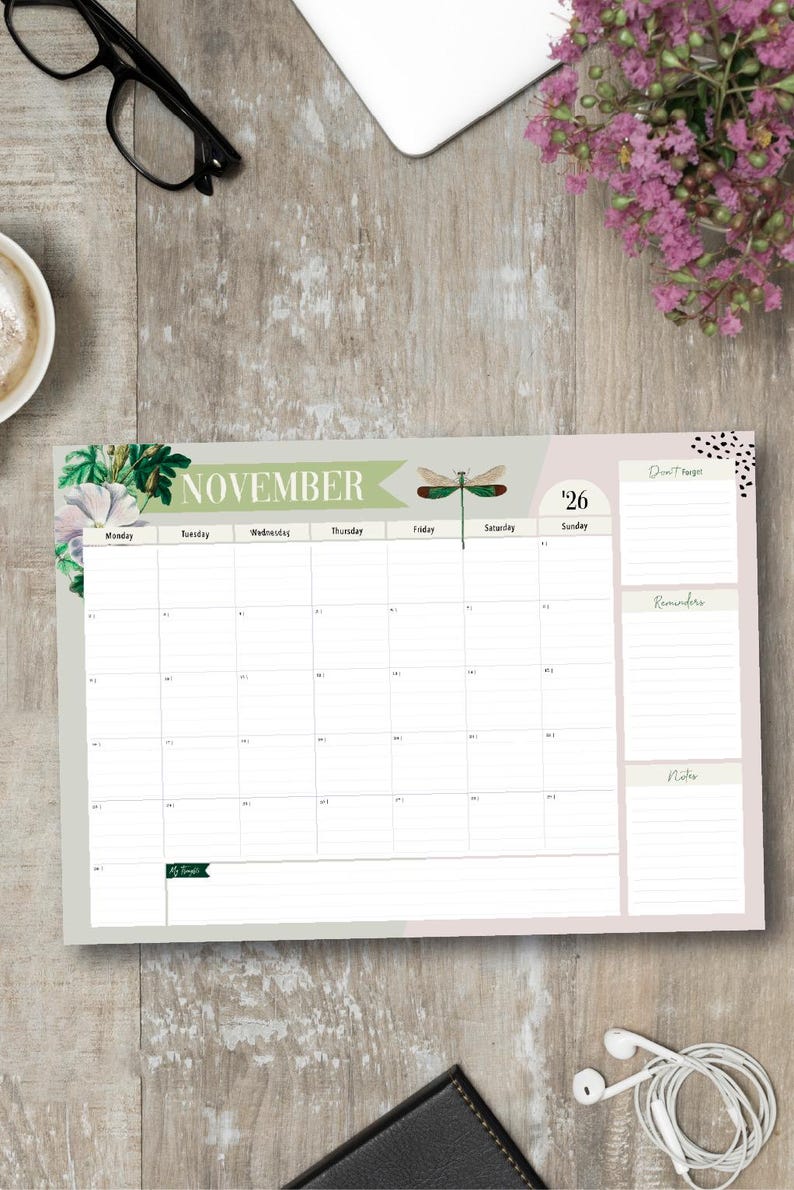 2026 Monthly Desk Planner Pad A3 | Pretty Pastel Calendar |quirky ...