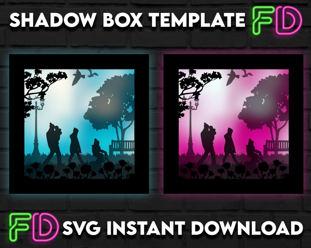 Family Shadow Light Box Template SVG. Shadow Light Box Cricut ...