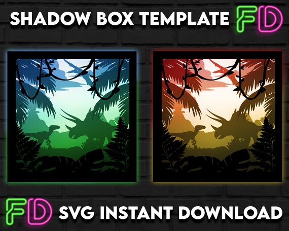 Dinosaur Shadow Light Box Template SVG. Shadow Light Box | Etsy UK