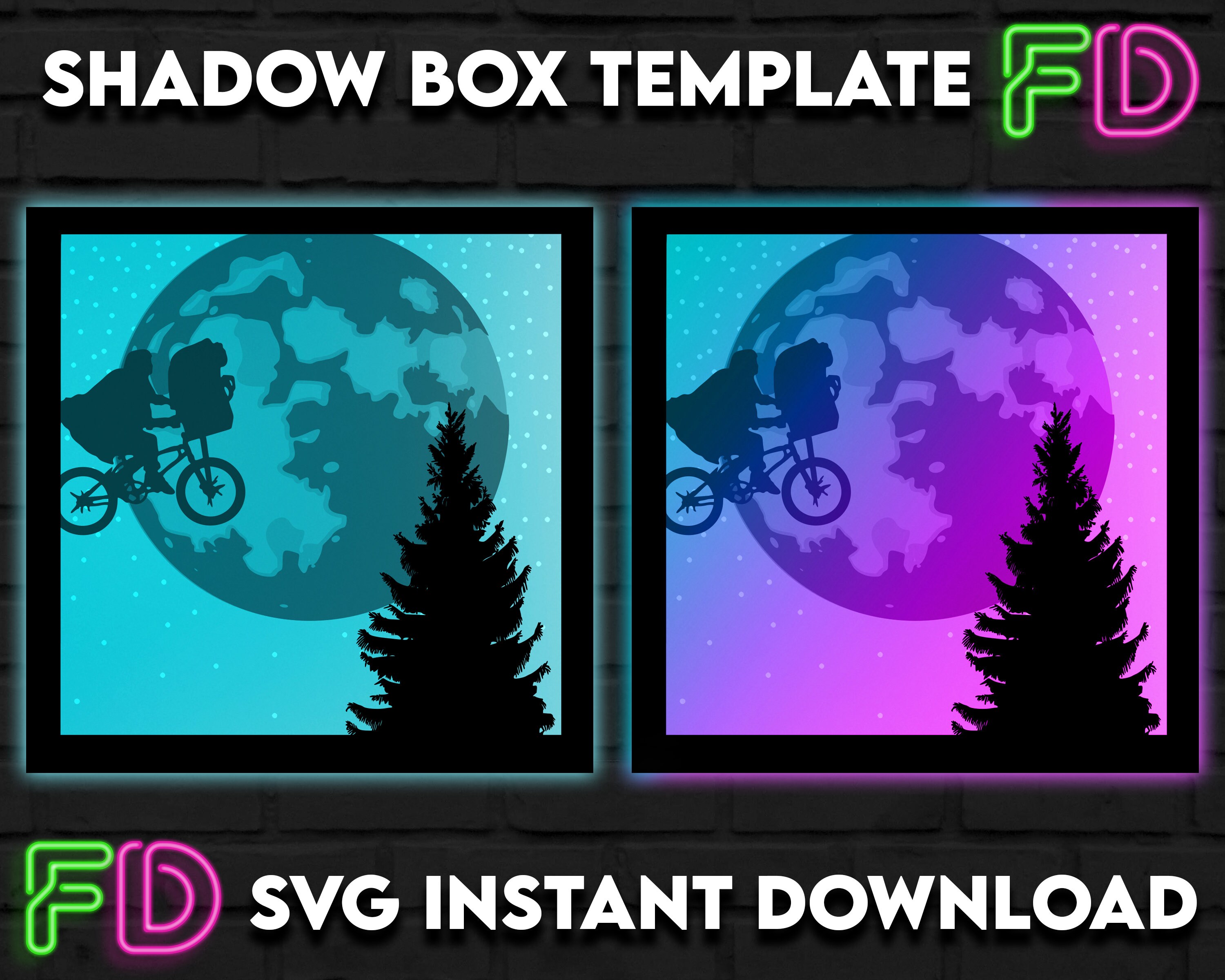 ET Inspired Shadow Light Box Template SVG. Shadow Light Box | Etsy