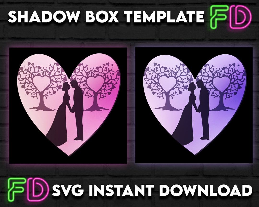 Wedding Shadow Light Box Template SVG. Shadow Light Box Cricut ...