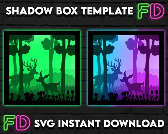 Forest Animals Shadow Light Box Template SVG. Shadow Light Box | Etsy