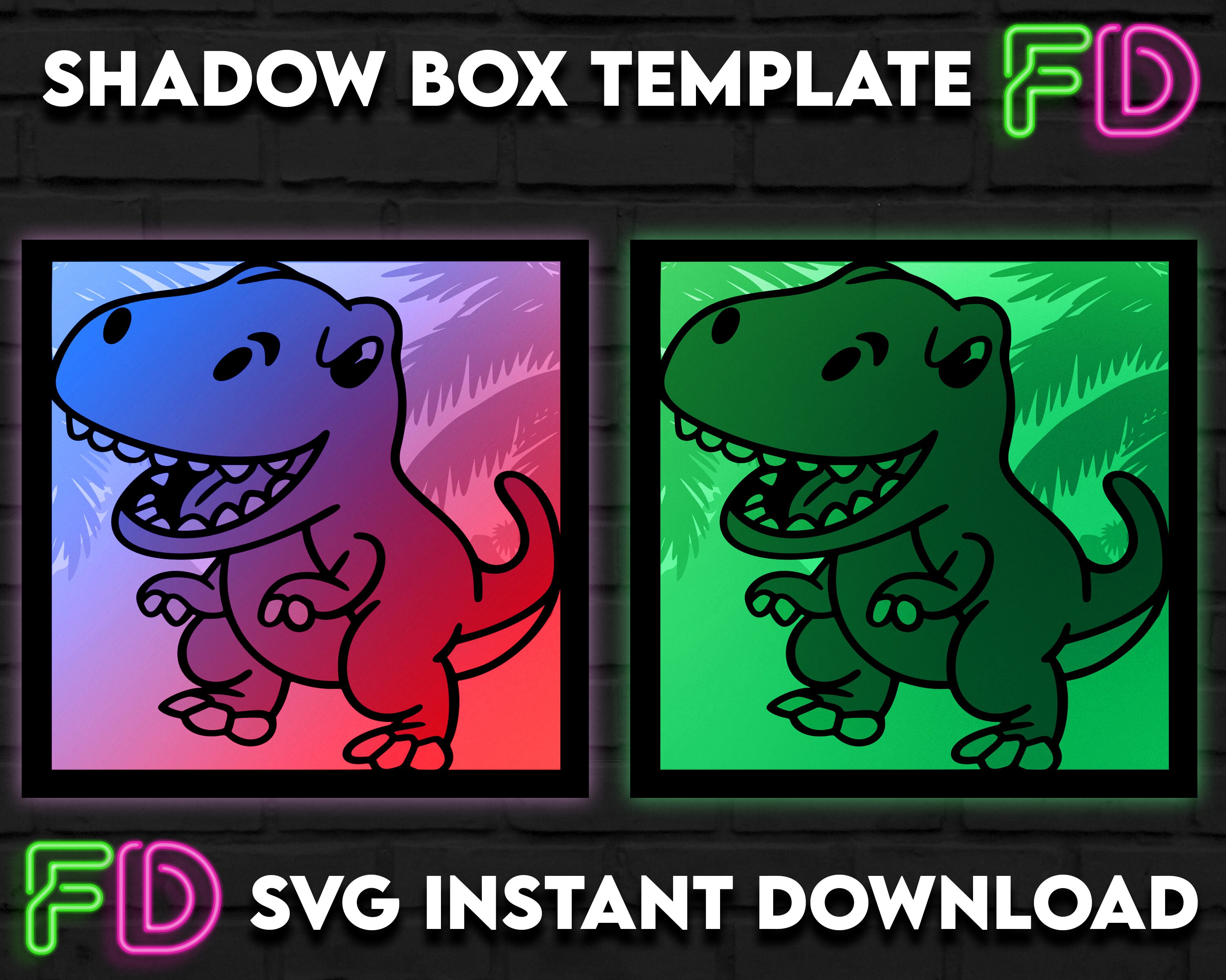 T-rex Shadow Light Box Template SVG. Shadow Light Box Cricut - Etsy