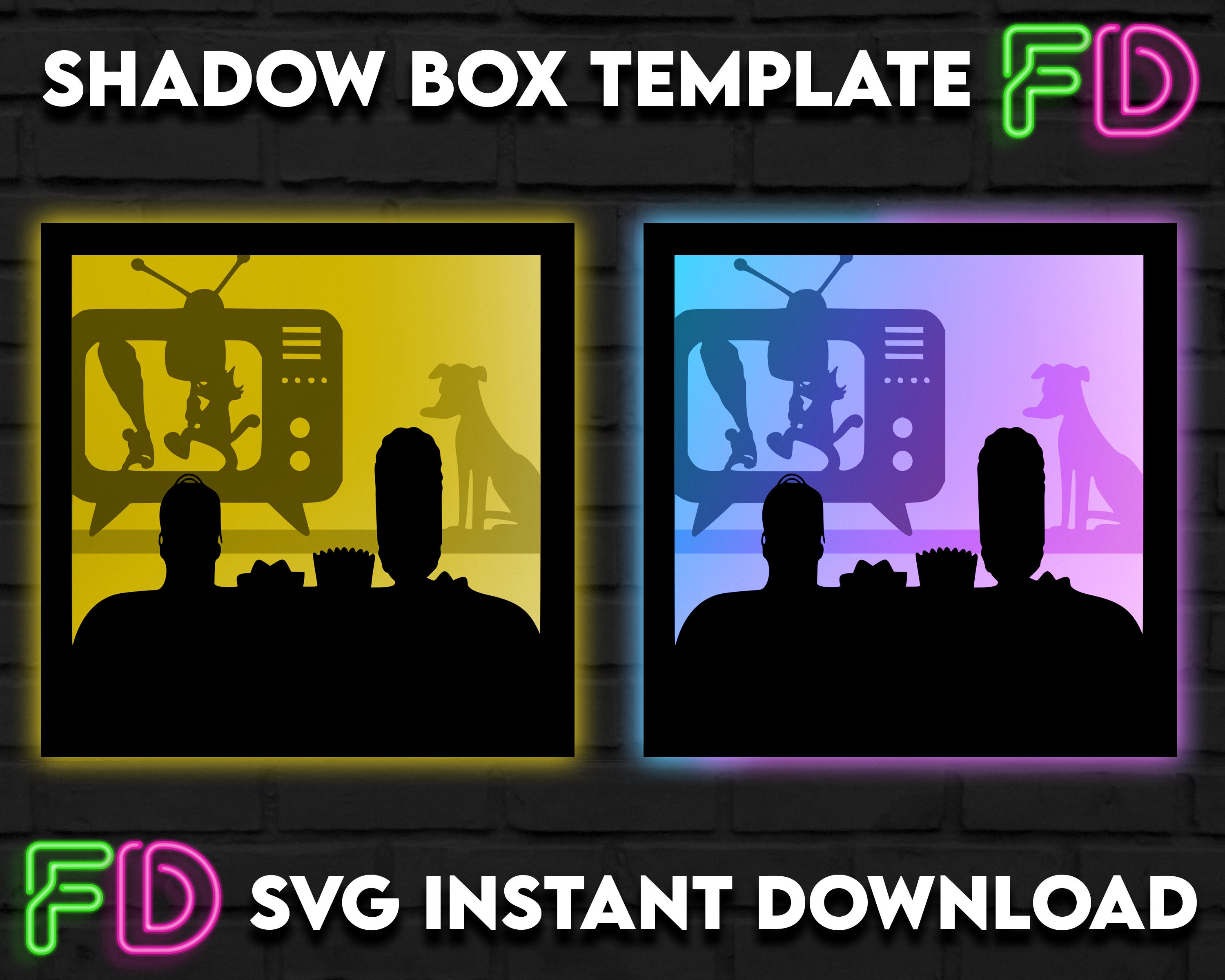 The Simpsons Inspired Shadow Light Box Template SVG. Shadow - Etsy