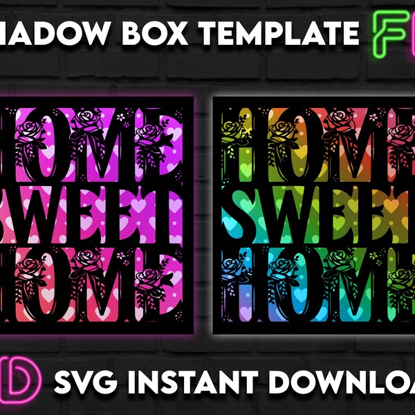 Home Sweet Home Shadow Box Svg - Etsy