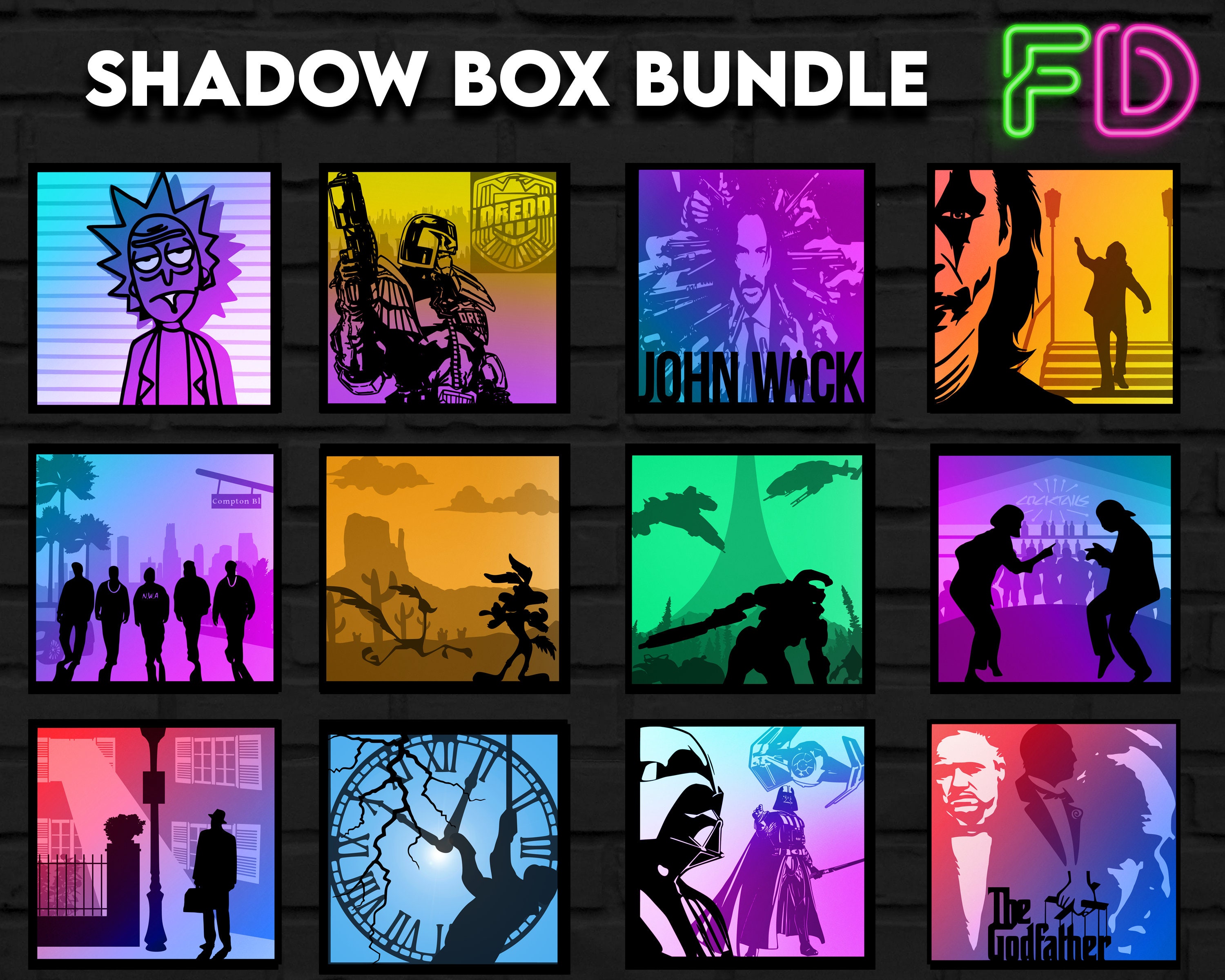 12 Shadow Light Box Template SVG Bundle. Shadow Light Box | Etsy
