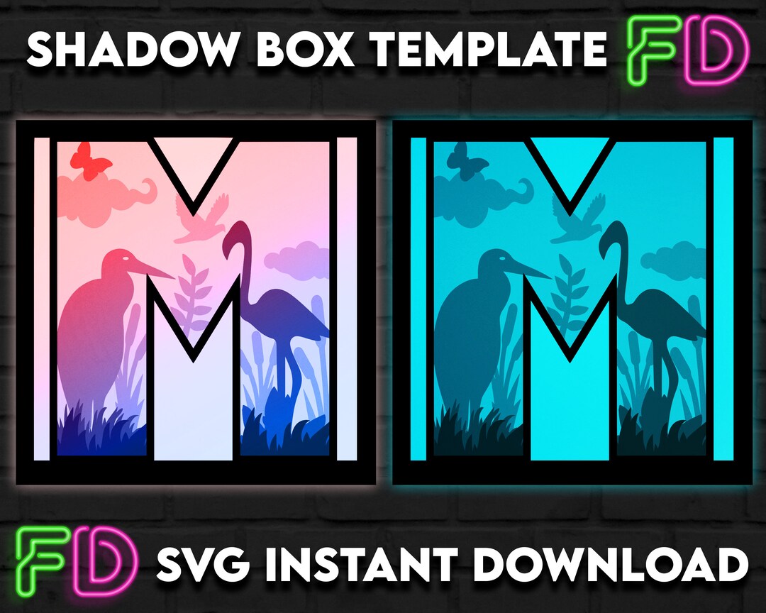 Letra M Alfabeto Shadow Light Box Template SVG. Shadow Light Box Cricut ...
