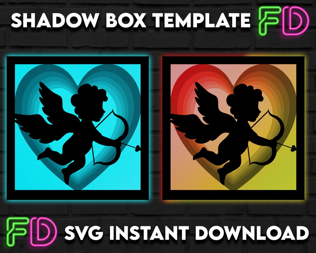 Cupid Hearts Shadow Light Box Schablone SVG. Schattenlicht Box Cricut ...