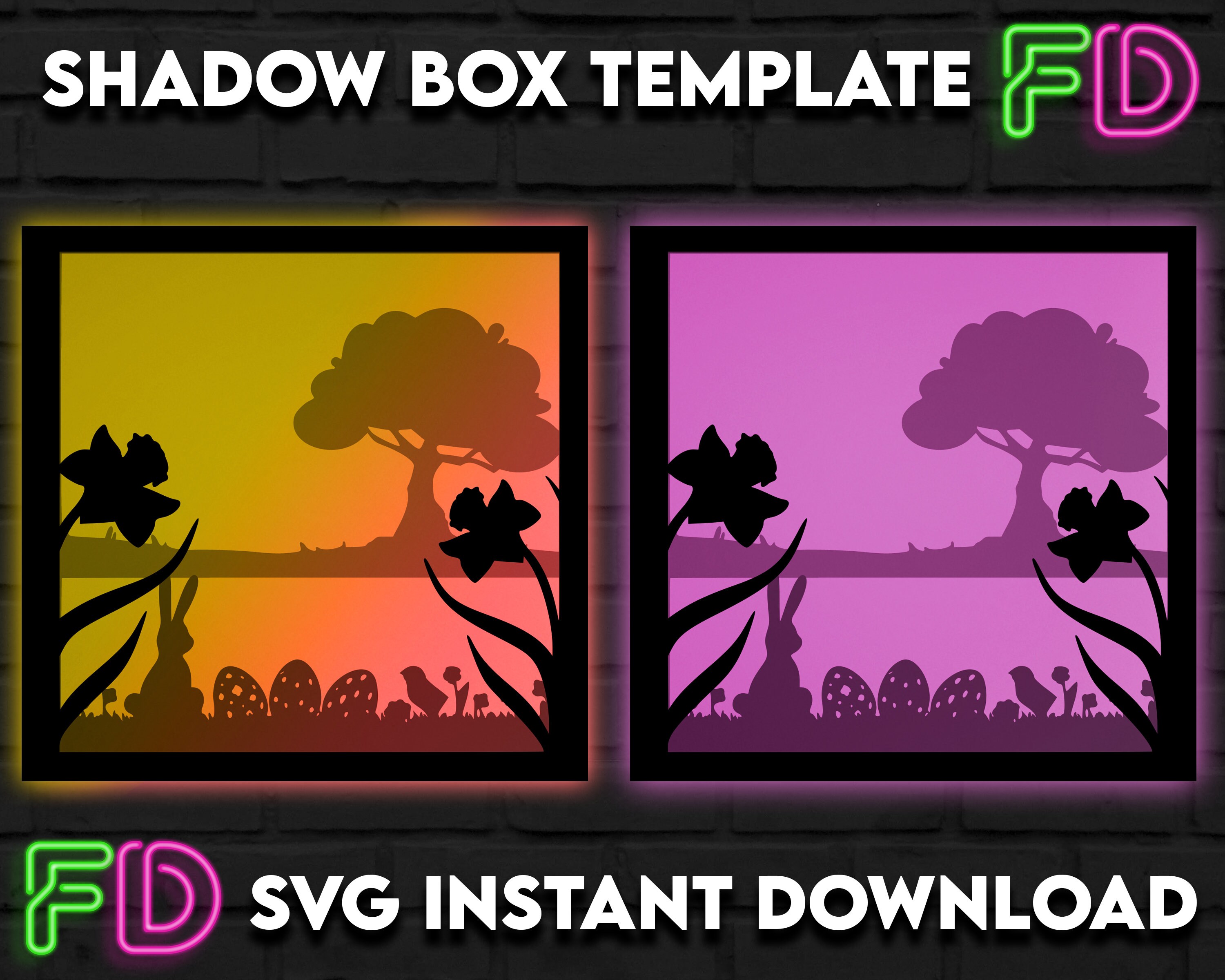 Easter Shadow Light Box Template SVG. Shadow Light Box Cricut - Etsy