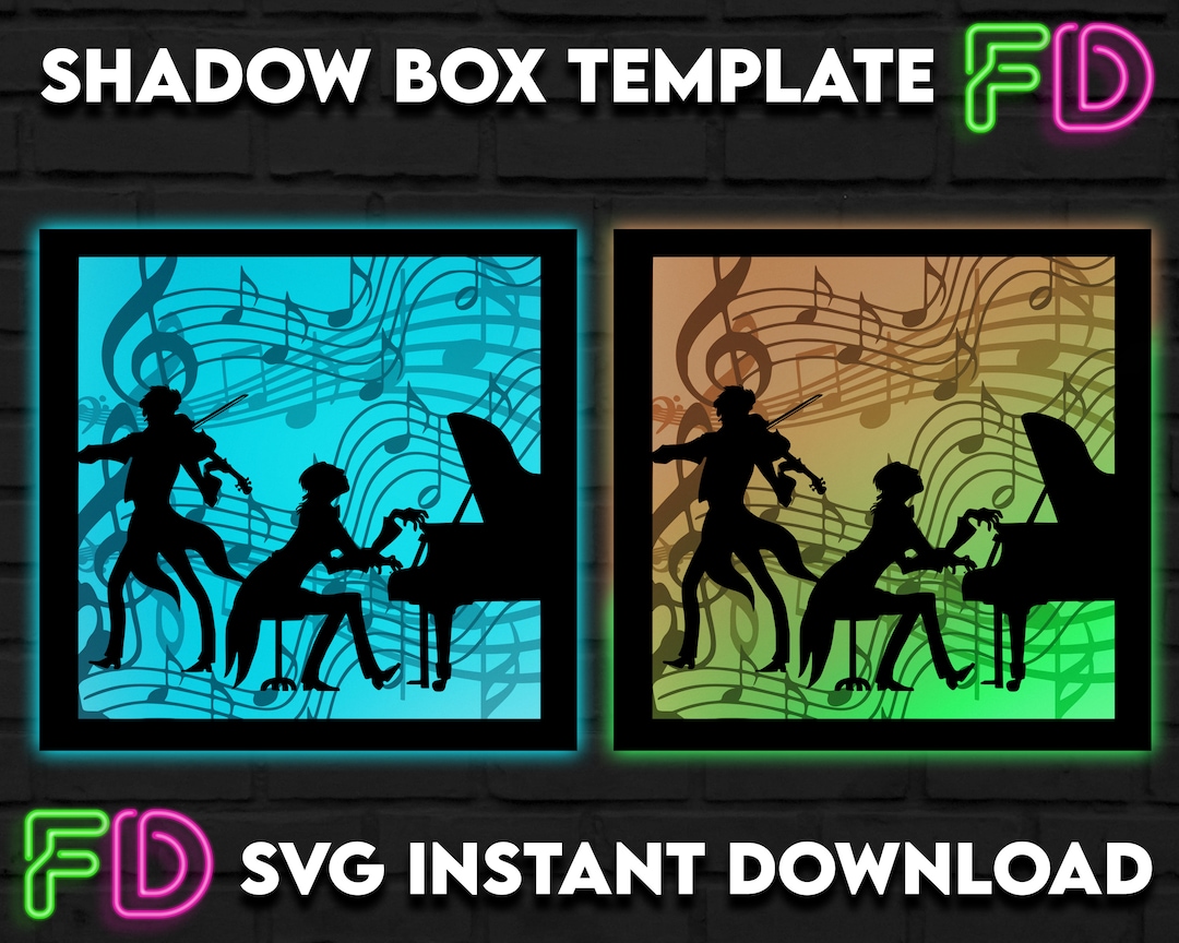 Music Scene Shadow Light Box Template SVG. Shadow Light Box Cricut ...