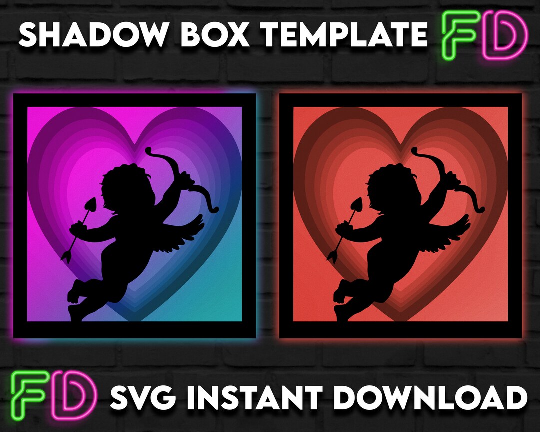 Cupid Shadow Light Box Template SVG. Shadow Light Box Cricut - Etsy