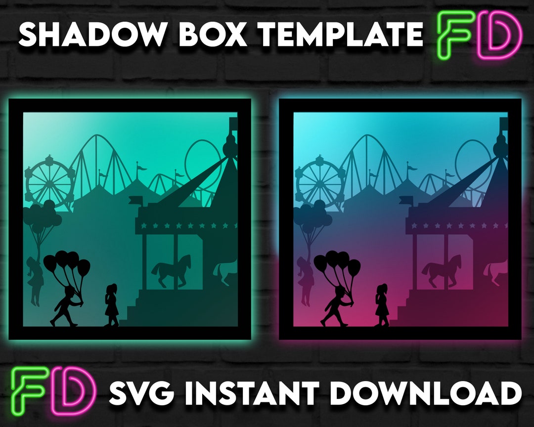 Fairground Shadow Light Box Template SVG. Shadow Light Box - Etsy