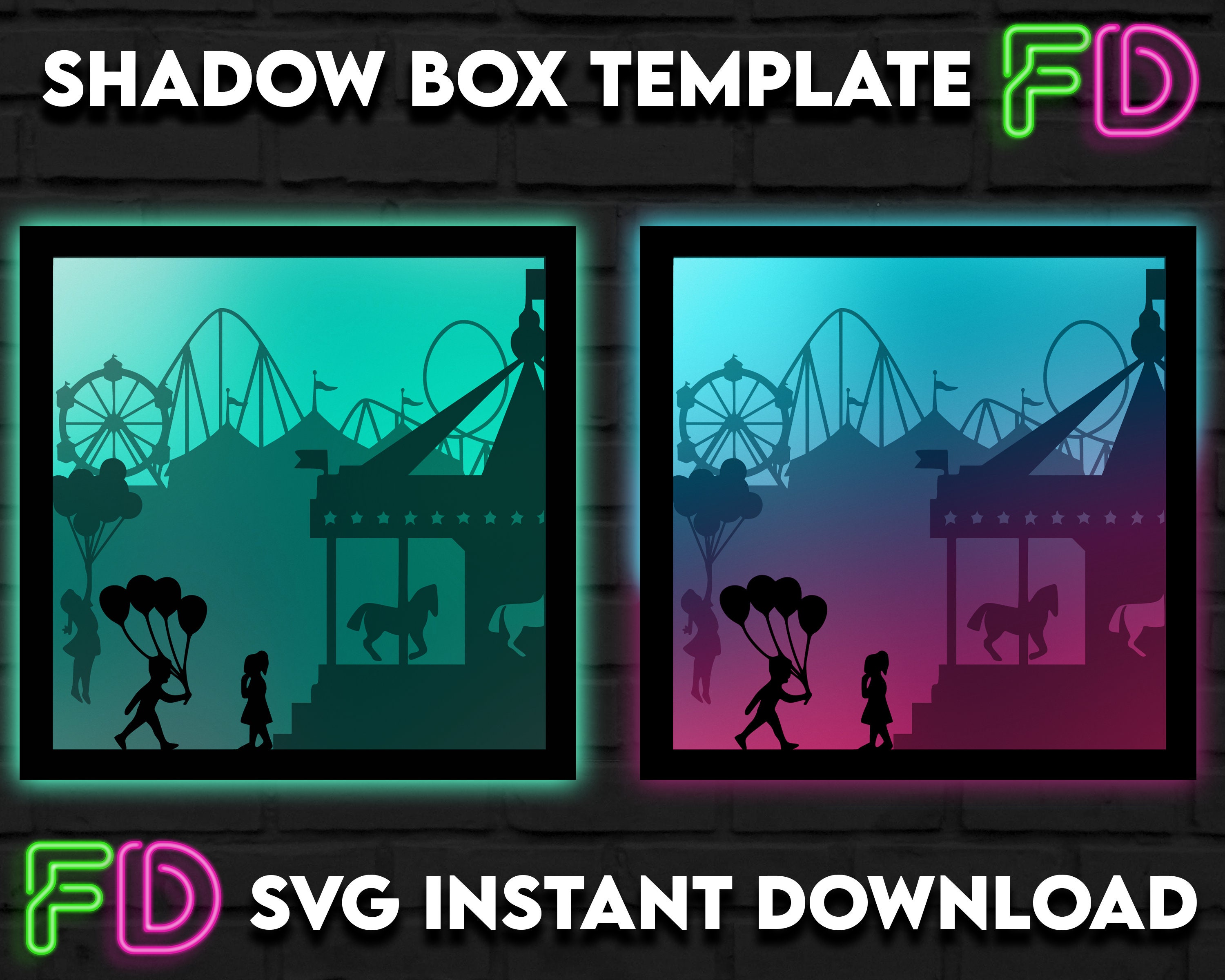 Fairground Shadow Light Box Template SVG. Shadow Light Box | Etsy