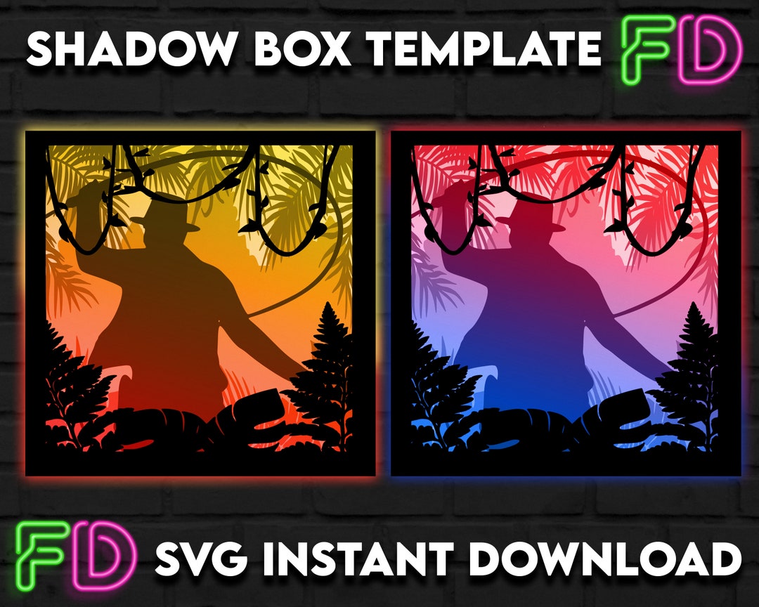 Indiana Jones Inspired Shadow Light Box Template SVG. Shadow Light Box ...
