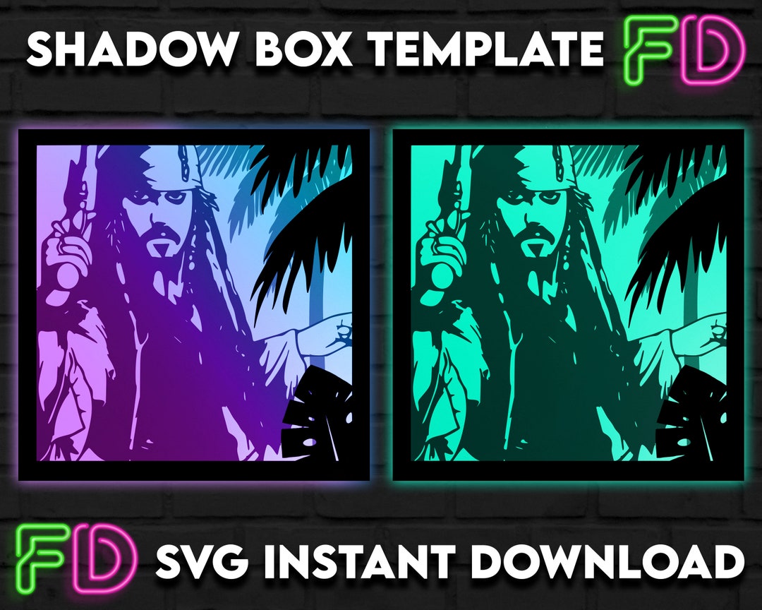 Jack Sparrow Shadow Light Box Template SVG. Shadow Light Box Cricut ...