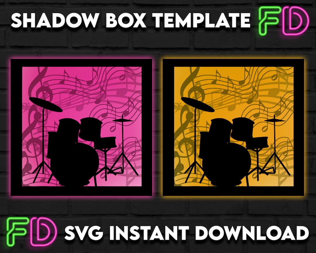 Drum Set Shadow Light Box Template SVG. Shadow Light Box Cricut ...
