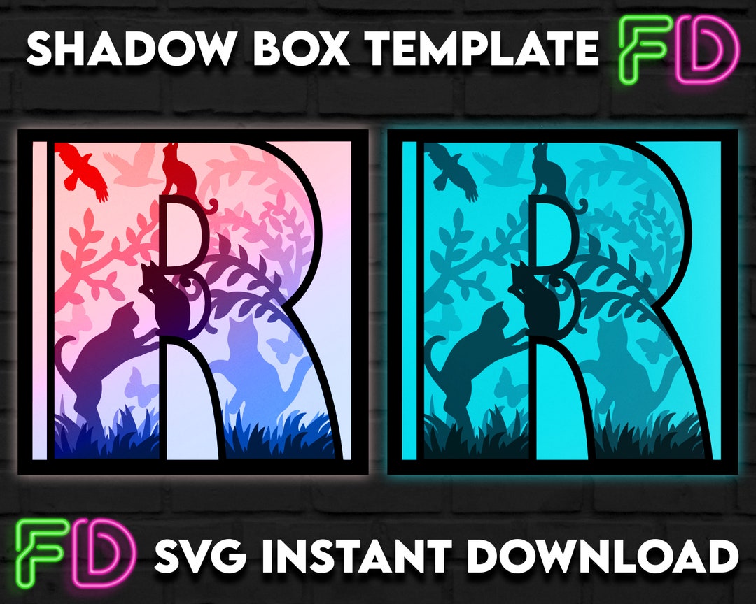 Letter R Alphabet Shadow Light Box Template SVG. Shadow Light Box ...