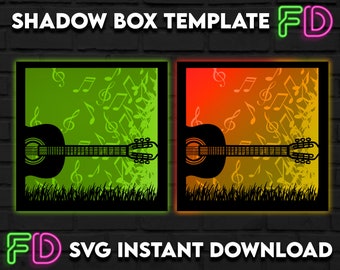 Musical Notes Shadow Light Box Template SVG. Shadow Light Box | Etsy