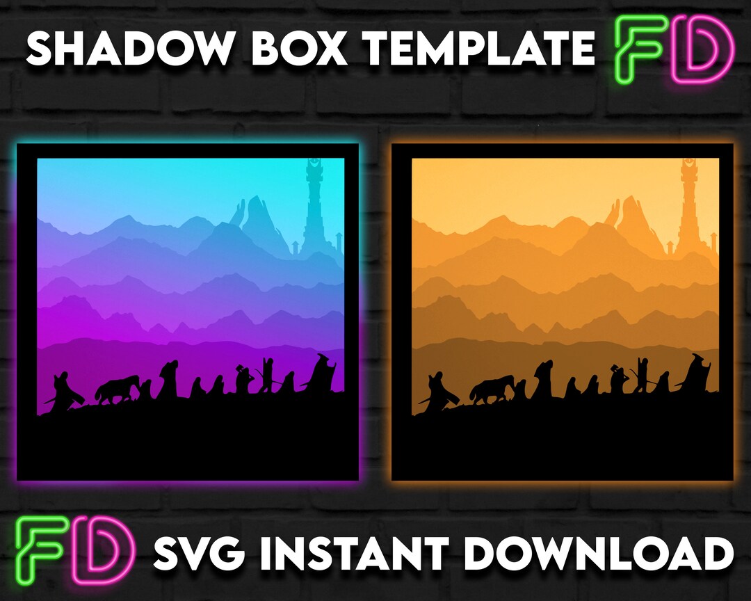 Lord of the Rings Inspired Shadow Light Box Template SVG. Shadow Light ...