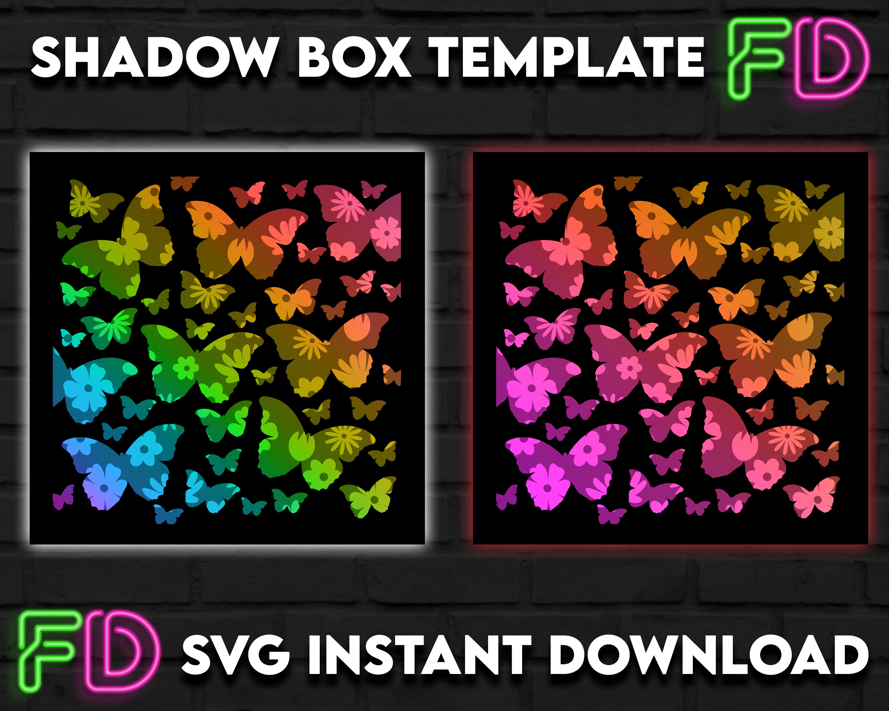 Butterfly Shadow Light Box Template SVG. Shadow Light Box - Etsy