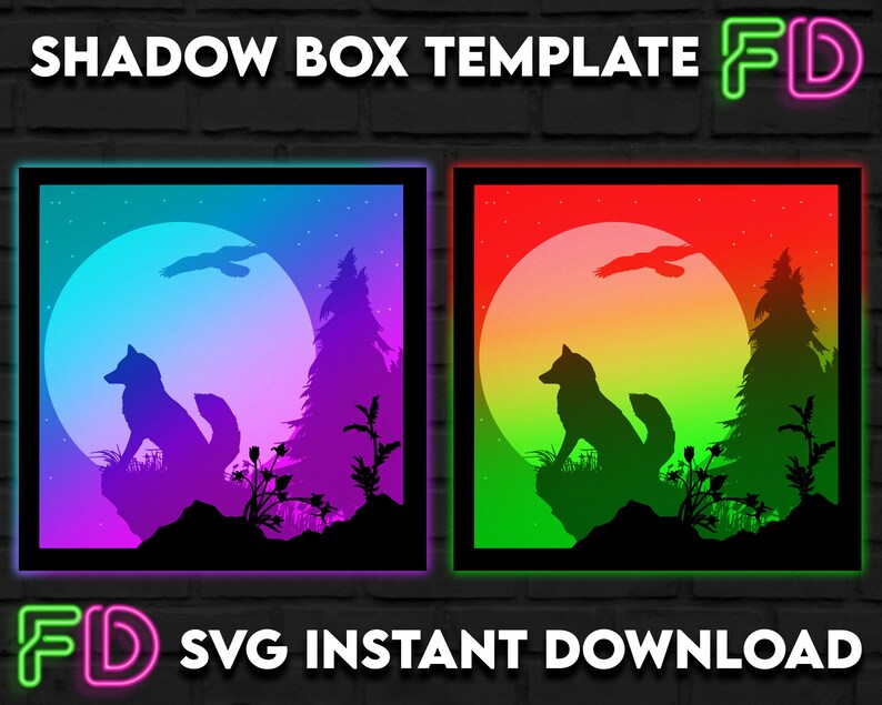 Wolf Moonlight Light Box Template SVG. Shadow Light Box Cricut - Etsy